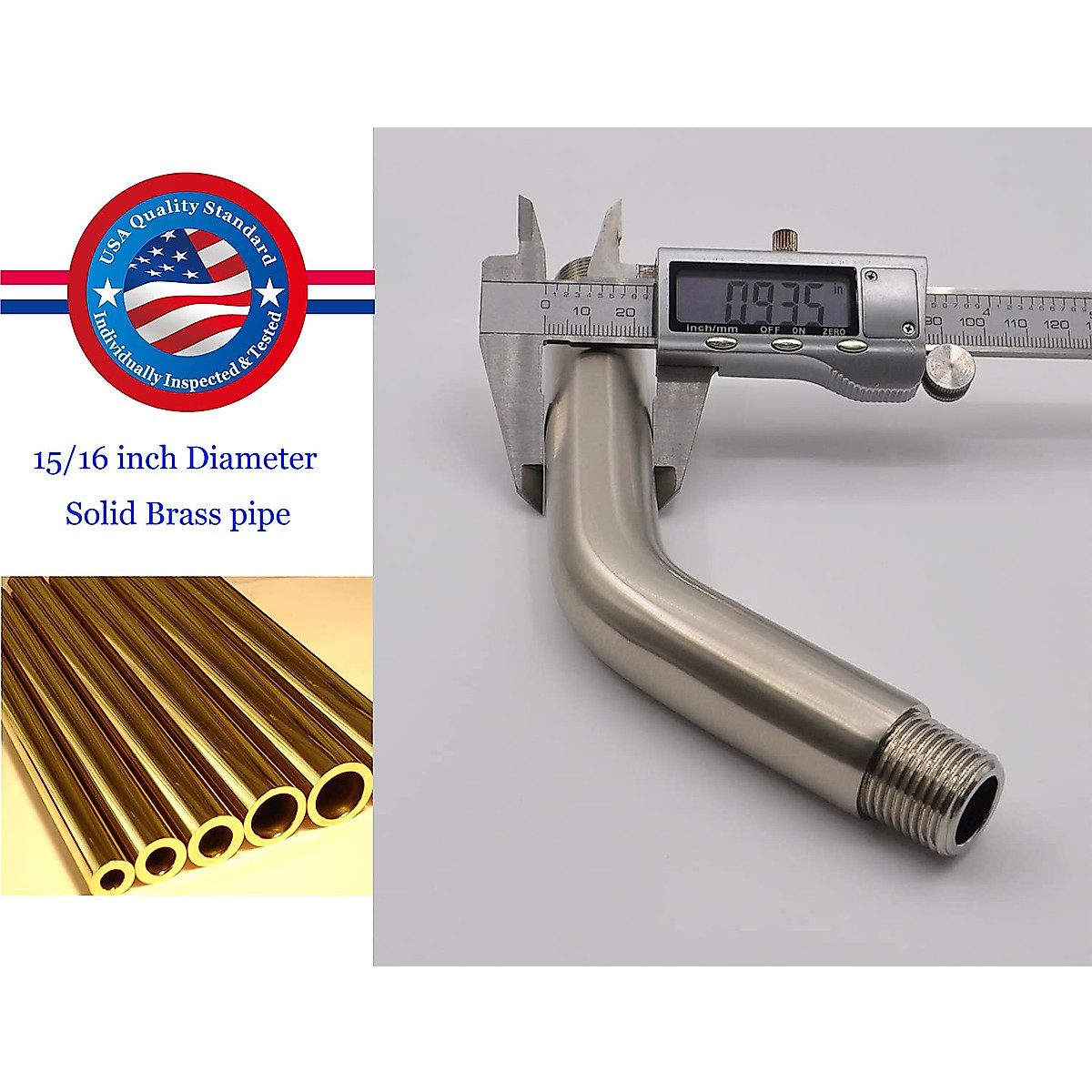 Aquaiaw Only Produce and Sell Solid Brass Shower Arms. Aquaiaw Shower Arm and O-Ring Flange, 6 inch, Solid Brass, Round, Both 1/2 NPT Tapered Threads, PVD Brushed Nickel Wall Mount Shower Head Arm