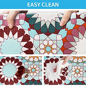 Runner Rug,17" x59" Memory Foam Laundry Room Rug for Floor Bohe Extra Thick Kitchen Mat,PVC Water Proof/No Slip/Anti Fatigue Throw Carpet for Kitchen Laundry Sink (Red)