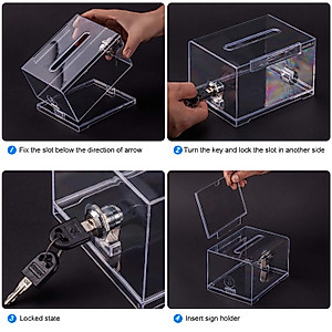 Polmart Clear Suggestion/Business Card Drawing Box with Sign and Lock