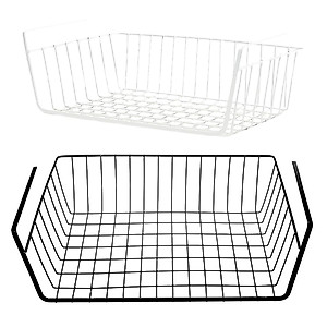 SOLUSTRE Fridge Drawer 2pcs Storage Rack Partition Wrought Iron Storage Basket Cupboard Shelf