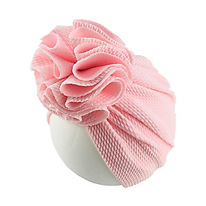 inSowni 8 Pack Solid Nursery Hospital Turban Hat Cap Beanie Bonnet with Big Flower for Baby Girls Toddlers Newborns Infants