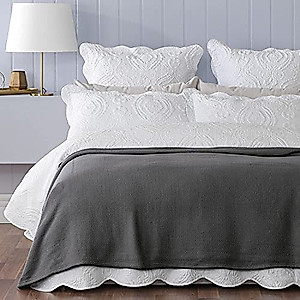 Cotton Throw Blanket Queen Size for Bed - Diamond Weave Blankets, Grey Soft Lightweight Woven Throw Blankets for Couch Bed Sofa Travel 100% Cotton Blankets & Throws - 90x90 inches