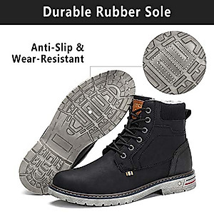 Winter Mens Hiking Boots Womens Snow Boots Warm Outdoor Anti-Slip Athletic Walking Hiking Mens Ankle Shoes Black 12.5 Women/11 Men