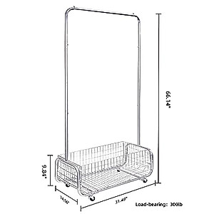 IAMFAN Clothes Rack Heavy Duty,Rolling Clothes Racks for Hanging Clothes,Portable Metal Clothing Rack,Garment Racks with Wheels,Wardrobe Rack(Chrome, Medium)