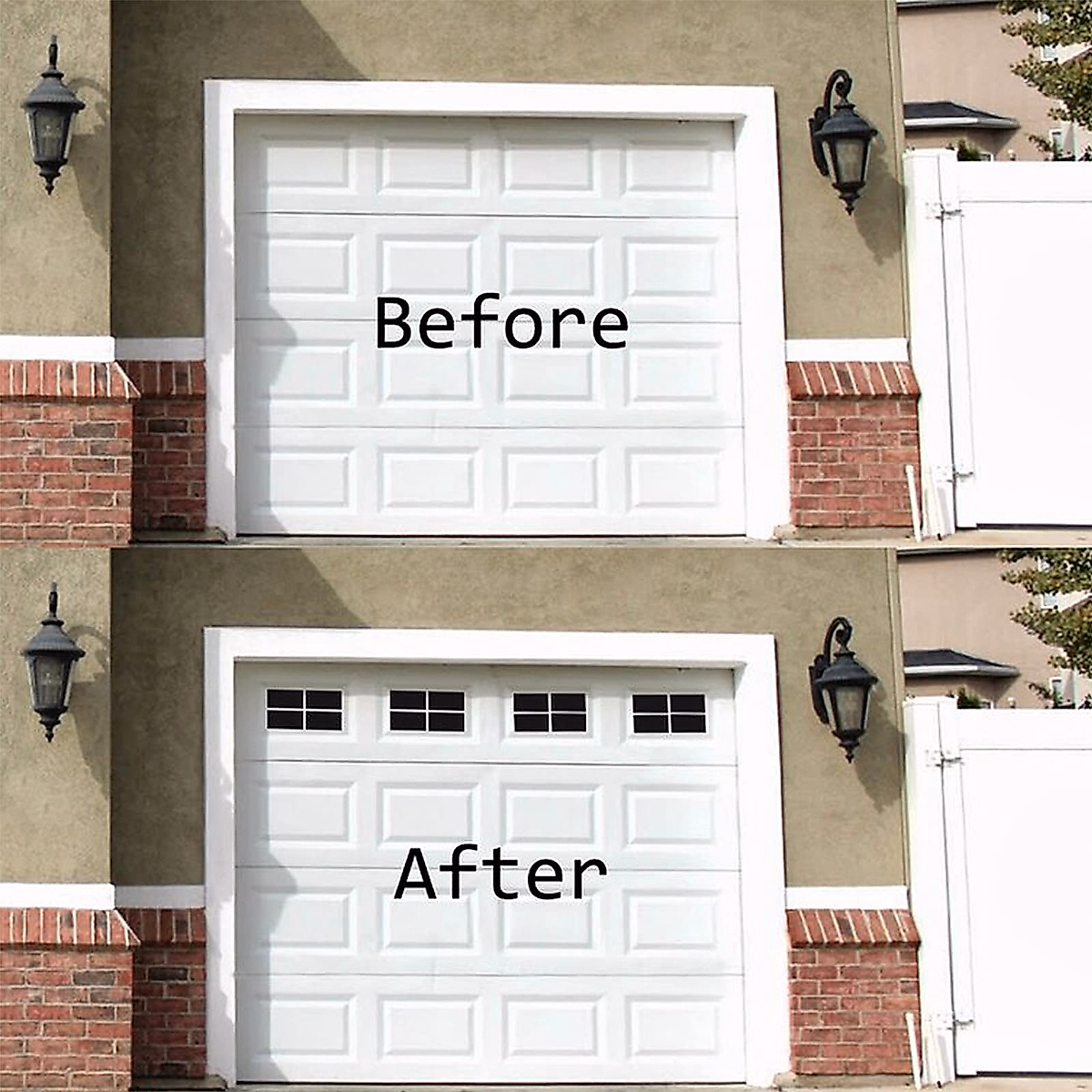 16 Panels 6" x 4" Magnetic Garage Door Windows Faux Windows Hardware Kit Garage Door Decorative Hardware for Metal Garage Door Garden Barn Door-Black