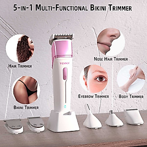 TCMKY Women's Wet & Dry Use Bikini Trimmer, 5 in 1 Hair Removal