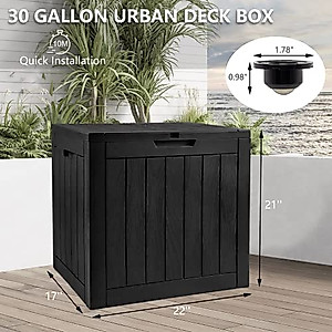 realife Deck Box 30 Gallon Outdoor Storage Box with Wheels, Waterproof Delivery Box with Lock for Patio Tools, Outdoor Cushions Pillows, Garden Supplies, Pet Stuff and Pool Accessories, Black