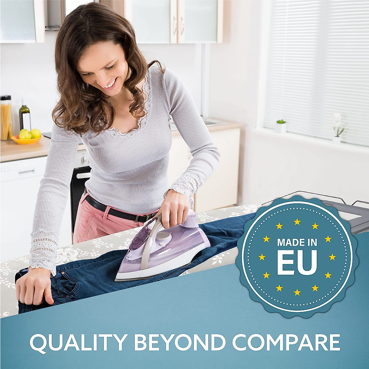 Bartnelli Pro Luxury Ironing Board - Extreme Stability | Made in Europe | Steam Iron Rest | Adjustable Height | Foldable | European Made