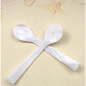 Caviar Spoons - EvaGO Mother of Pearl MOP Caviar Spoon W Round Handle 3.55 inch, 2 pack