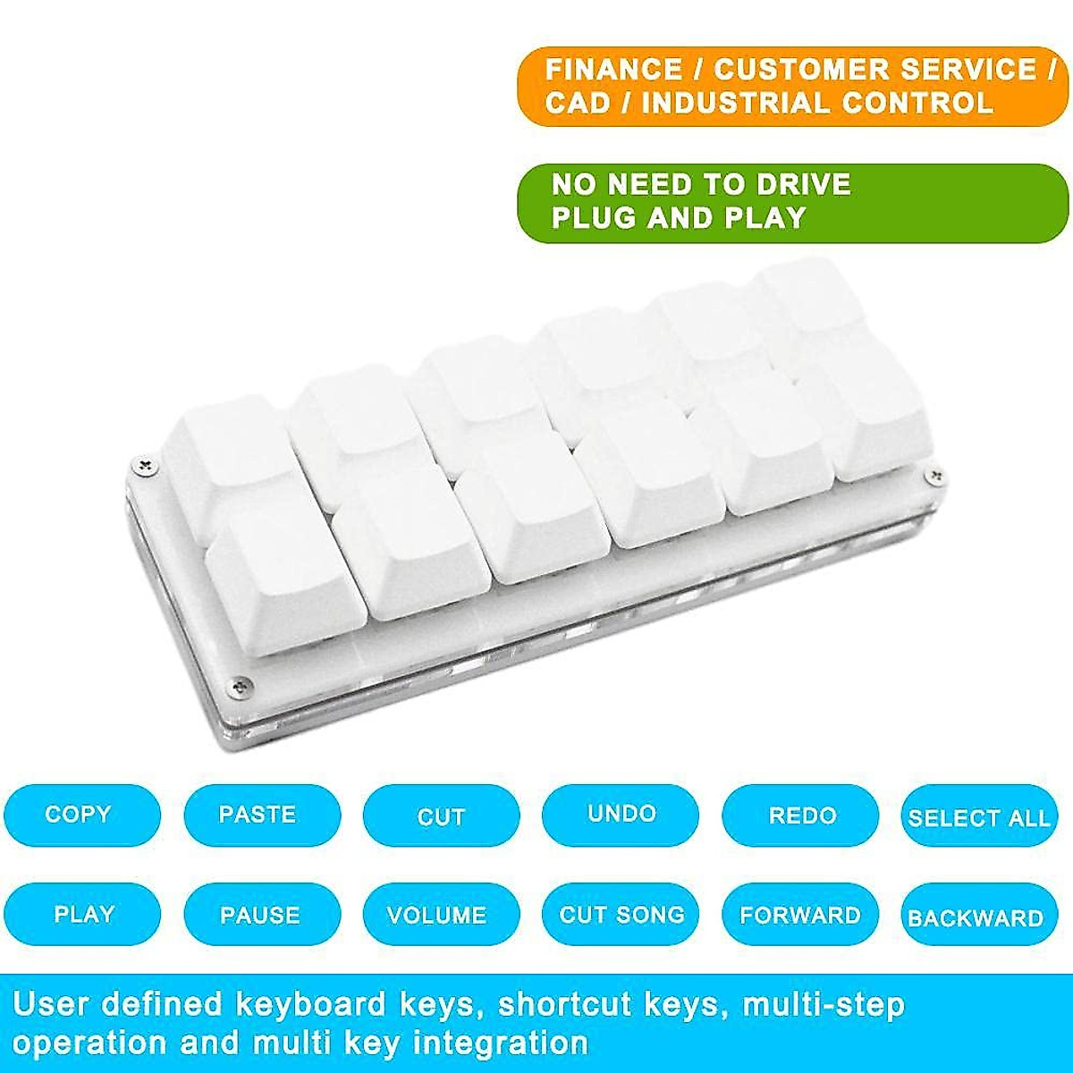 TJHL USB Mini 12-Key Keypad Mechanical Gaming Keyboard Programmable Keys Mini Gaming Keyboard USB Custimize DIY Keypad One for Game Media Player