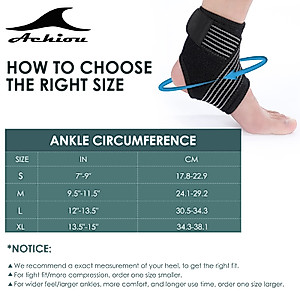 Achiou Ankle Compression Brace for Men & Wmen,Adjustable Ankle Support Brace (Pair),For Arch Support, Sprained Ankle, Achilles Tendonitis, Heel Spurs, Outdoor Sports, Joint Pain