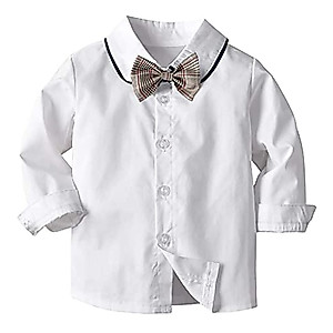LOTUCY Toddler Dress Suit Baby Boys Clothes Sets Bowtie Shirts + Suspenders Plaid Pants 3pcs Gentleman Outfits Suits 1-6Years