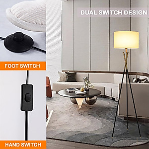 ACPYIDL Floor lamp Vertical Table lamp for Living Room, a Floor lamp Include Two Color Shades Linen and Black Shades, Suitable for Living Room Bedroom, Office, incl. 20W LED 3-Color Light Bulb…