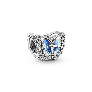 Pandora Blue Butterfly Sparkling Charm Bracelet Charm Moments Bracelets - Stunning Women's Jewelry - Gift for Women - Made with Sterling Silver, Cubic Zirconia & Enamel