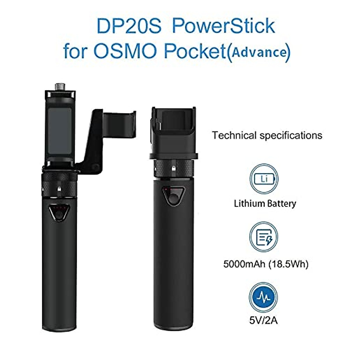 Smatree Portable Osmo Pocket 2 PowerStick(PowerBank) Compatible for DJI Osmo Pocket 2 & DJI Osmo Pocket 1, Handheld Smartphone Holder Mount Bracket with Tripod for Osmo Pocket Camera