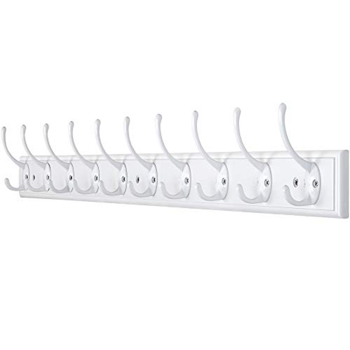 WEBI Coat Rack Wall Mounted,10 Hooks,38 1/4’’ Long,Wood Coat Hooks Wall Mounted,Coat Hanger Wall Hook Rack,Jacket Hooks for Hanging Coats,Clothes,Hats,White