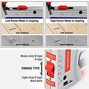WORKPRO Heavy-Duty 4-in-1 Staple Gun Kit, Manual Brad Nailer with 3000 Staples and 1000 Brad Nails, for Upholstery, Material Repair, Decoration, Furniture, Doors, Windows, Carpentry & Home DIY Use