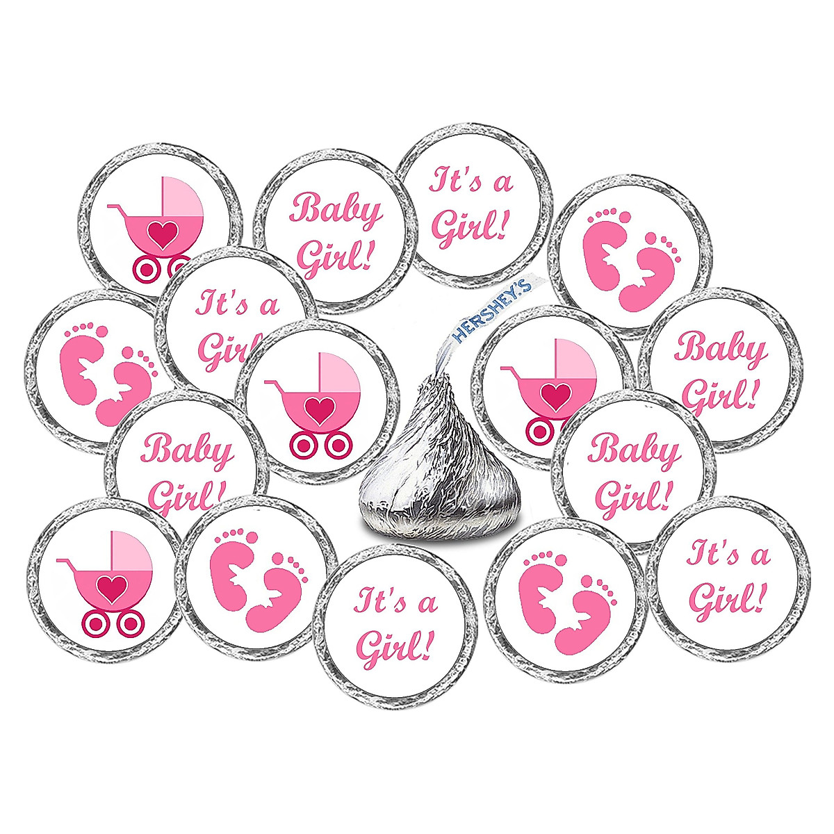 324 Pink Its a Girl Baby Shower Favors Stickers for Baby Shower Or Baby Sprinkle Party Decorations, Baby Shower Kisses Stickers, Baby Shower Pink Favors Labels, Its a Girl Kisses. Made in USA