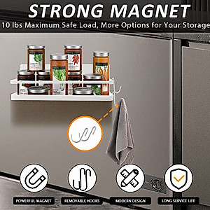 YiaChuii Magnetic Shelves for Refrigerator, Magnetic Spice Racks Fridge Magnets Shelf for Whiteboard with 4 Removable Hooks（2 Pack