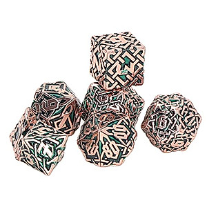 DAUERHAFT Tabletop Dice Set, Exquisite Board Game Polyhedral Dice Game Props Portable Large Number 7pcs for Party for Adults(Green)
