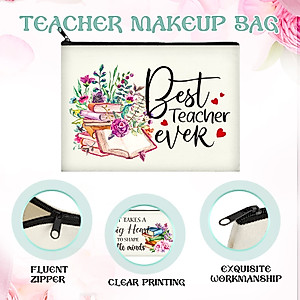 12 Pcs Teacher Appreciation Gifts Set Insulated Teacher Coffee Tumbler Wine Coffee Mug Makeup Bag Cosmetic Bag Teacher Keychains Thank You Teacher Gifts for Women Teachers (Rectangle Keychain)