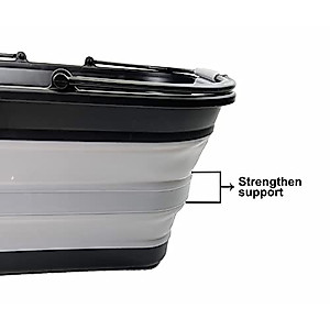 SAMMART 29L (7.6 Gallons) Set of 2 Collapsible Tub with Handle - Portable Outdoor Picnic Basket/Crater - Foldable Shopping Bag - Space Saving Storage Container (Alloy Grey + Crystal Blue)