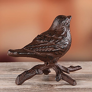 BRASSTAR Rustic Cast Iron Bird with Branches Statue Antique Garden Farmhouse Decoration Home Desk Figurine Replica Rust Color TQGJPT108