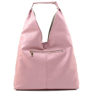 Reversible Large Oversized Vegan Leather Lightweight Simple Tote Handbag Purse (zBlack/Grey)