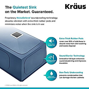 KRAUS Pax 31 1/2-inch 16 Gauge Undermount 50/50 Double Bowl Stainless Steel Kitchen Sink, KHU322
