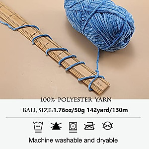 2PCS Soft Chenille Yarn Blanket Yarn,Velvet Yarn for Knitting,Fancy Yarn for Crochet,Crochet Yarn for Sweater/Hat/Blankets/DIY Craft(Blue)