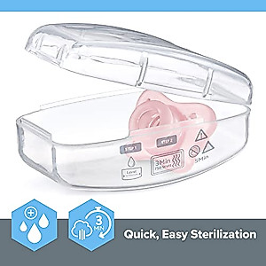 Chicco PhysioForma 100% Soft Silicone Mini One Piece Pacifier for Babies Aged 0-2 Months | BPA & Latex Free | Reusable Sterilizing Case | Pink, 2pk