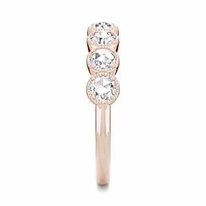 Rose Gold Moissanite by Charles & Colvard Round Rose Cut Milgrain Wedding Band-size 5 0.42cttw DEW