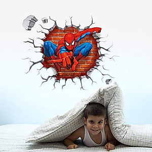 SchwartsCount Spiderman Wall Decals for Boys Room - Peel & Stick Wall Superhero Decor - Spiderman Nursery Stickers and Decals - Removable Kids Room Stickers - (17.7x19.7 Inch) 50x45cm