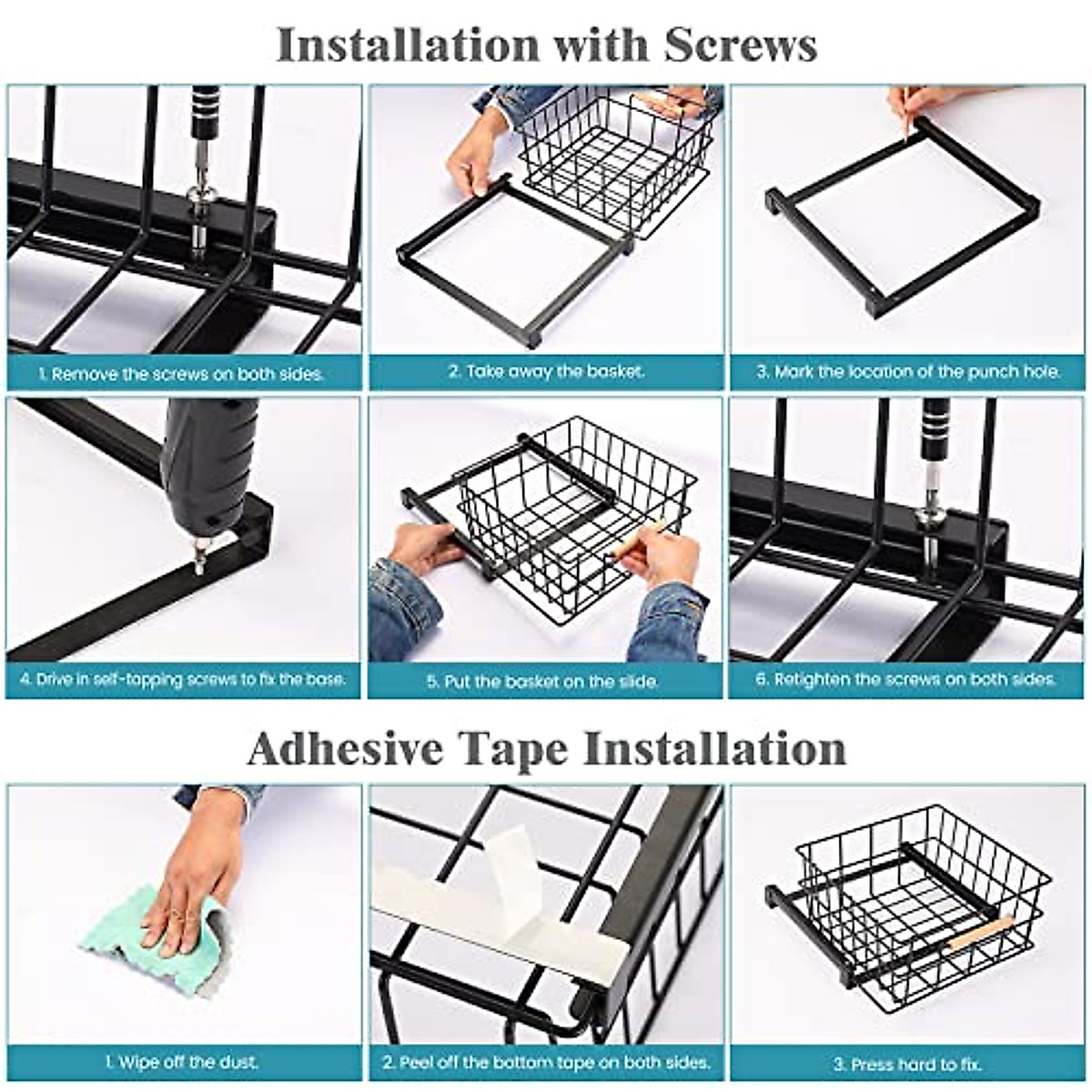 HOUSE AGAIN Pull Down Kitchen Cabinet Organizer, Drop Down Spice Rack Easy Reach for Pantry/Cabinet/Cupboard, Sliding Out Storage Basket for Upper Cabinet, Pull Out Drawer, Black