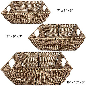 Trademark Innovations Set of 3 Square Wicker Look Baskets With Built In Handles
