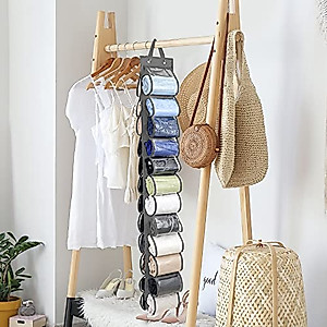 PITCH + PULSE Legging Storage Organizer, 24 Roll Independent Clear Compartments Hanging Closet Organizers and Storage for Clothes, Foldable Space Saving Bags