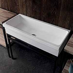 Vintage Tub & Bath 35 Inch Fireclay Reversible Apron Farmhouse Utility Sink - White