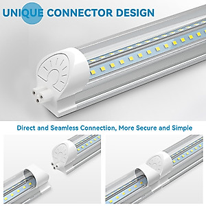 SHOPLED 4FT LED Shop Light, 40W 5500LM 5000K Daylight White, Linkable T8 LED Tube Lights 4FT, V-Shape, 4 Foot LED Shop Lights for Garage, 4 Pack