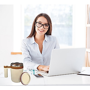 XHJBaby Self Stirring Coffee Mug,Rechargeable Automatic Magnetic Mixing Stainless Steel Cup with Lid for Coffee Tea Hot Chocolate Milk Cocoa 380ml/13oz Brown Electric Mixer Mug Best Gift