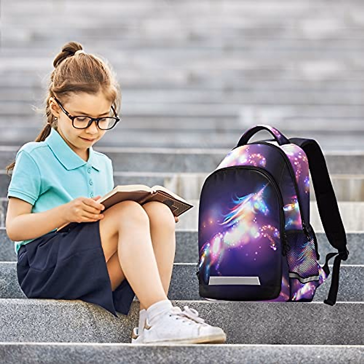 MCHIVER Unicorn Backpack for Girls Boys Rainbow Galaxy Lightweight School Bookbag with Adjustable Chest Strap for Elementary Kids - Durable 16.7 Inch