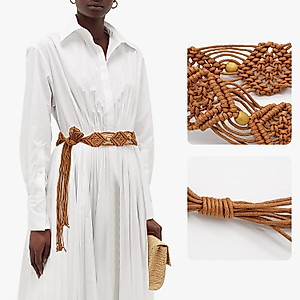 Suyi Boho Braid Belt for Women Bohemian Woven Waist Belts for Dress Rhombus 170CM Brown 1