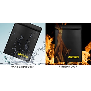 Fireproof Document Bag Waterproof Safe Folder - 2000℉ Money Bag with Zipper and 3 Document Protectors, 15”x11” Fire Proof/Waterproof Safe Bag, Important Document Holder, Fireproof Pouch,Fire Envelope