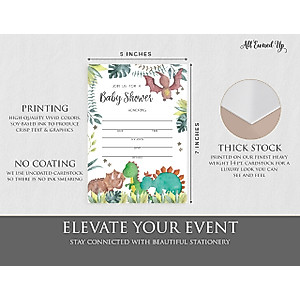 Baby Shower Invitations for Boy, 50 Invitations and Envelopes, Safari Jungle Fill-in Invites for Baby Showers, Dinosaur Baby Shower Decorations for Boys, Gender Reveal Parties (Large Size 5x7)