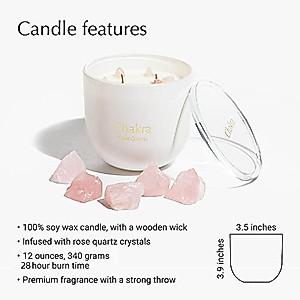 Hidden Label Healing Crystal Candle,2 Wood Wicks Scented Crackling Candles, Meditation Healing Candles with Crystals Inside