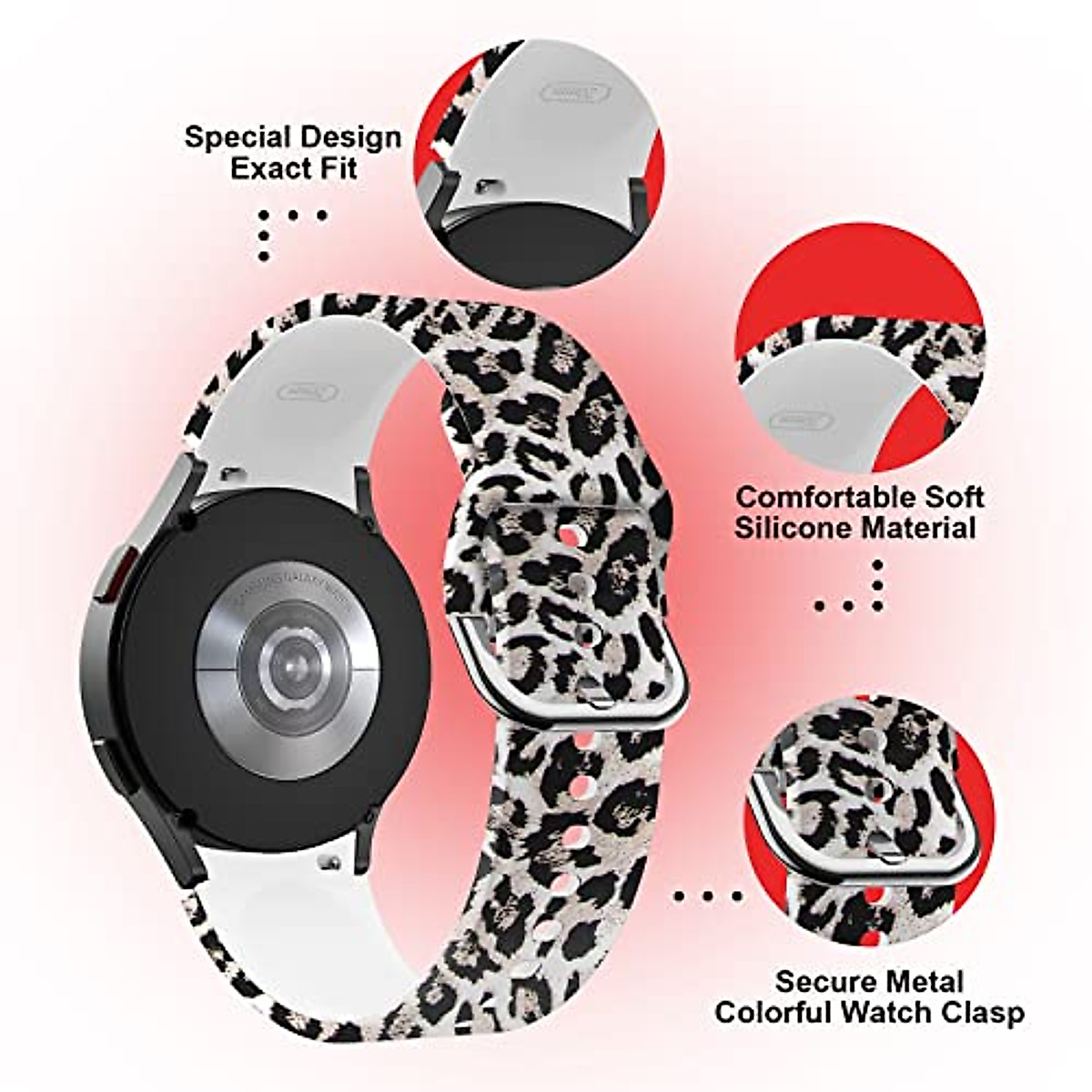 Arsfit Fancy Bands Compatible for Samsung Galaxy Watch 6/ Galaxy Watch 5 40mm 44mm 43mm 45mm 47mm / Galaxy Watch 4 40mm 44mm / Watch 4 Classic 42mm 46mm Band, Print Silicone Pattern Replacement Strap for Women Men Ladies Girls