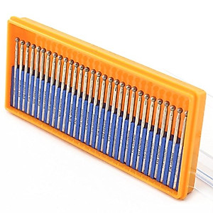 JINGLING Diamond Grinding Bits 3mm Spherical Head Burrs w Shank 2.35mm Pack of 30Pcs