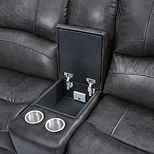 Steve Silver Denver 7 Piece Charcoal Leather Power Reclining Sectional