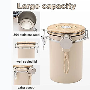 Livefunni Stainless Steel Airtight Coffee Canister with Date Tracker and Scoop, Vacuum Sealed Bean Coffee Storage Container Large Kitchen Food Storage Can 1.8L for Tea Grounds Flour Cereal Bean Sugar (Green)