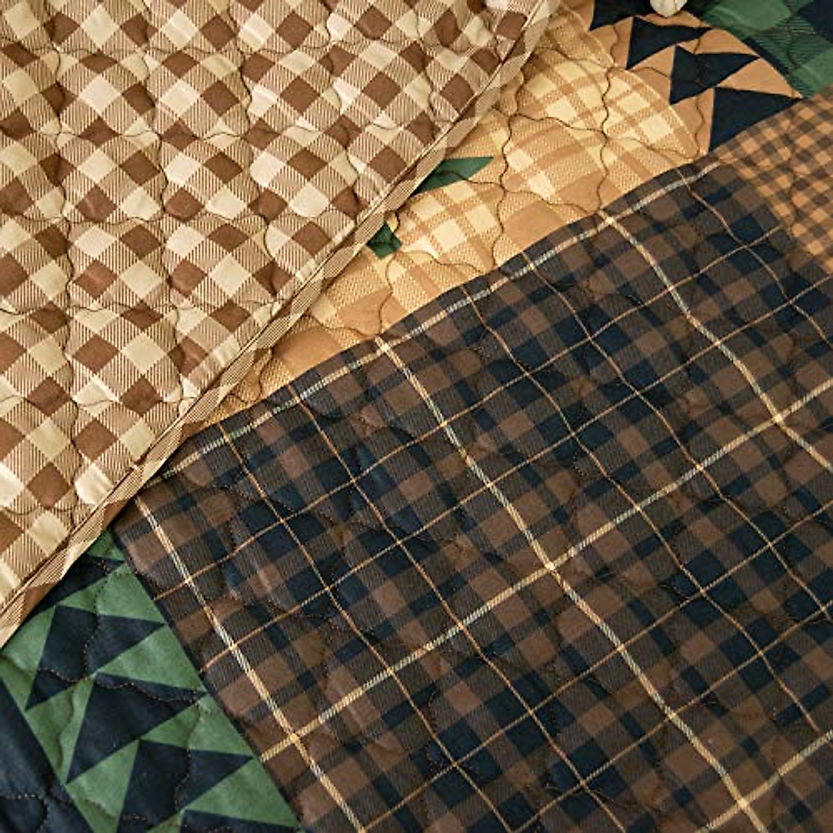 Donna Sharp Throw Blanket - Brown Bear Cabin Lodge Decorative Throw Blanket with Square Patchwork