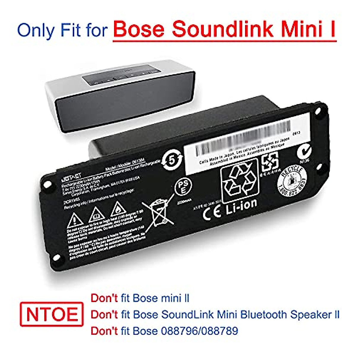 JOTACT 061384 Speaker Battery Compatible with Bose Soundlink Mini I one SoundLink Mini Bluetooth Speaker one Series SOUDLINK 061385 061386 063404 063287 (7.4V 17W/2230mAh 2-Cell)